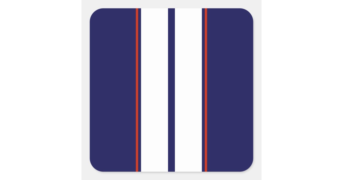 Classy Red, White, and Blue Racing Stripes Square Sticker | Zazzle