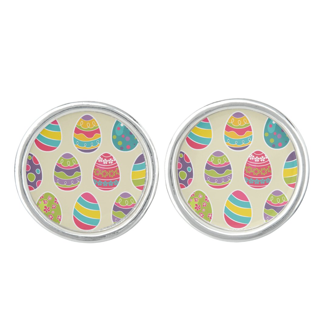 Classy Retro Easter Eggs Happy Easter Day Cufflinks | Zazzle