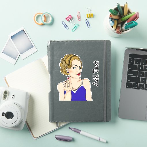 Classy Retro Lady Flipping the Bird Sticker | Zazzle