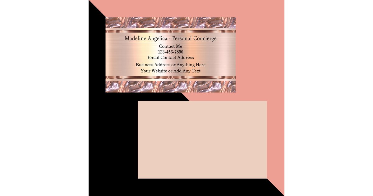 Classy Rose Gold Personal Concierge Business Cards | Zazzle