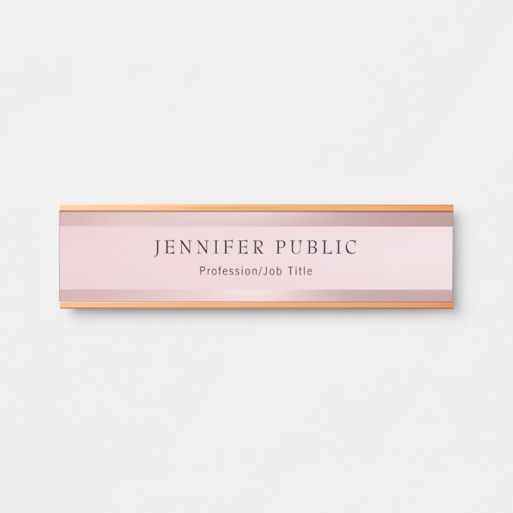 Classy Rose Gold Template Modern Professional Door Sign | Zazzle