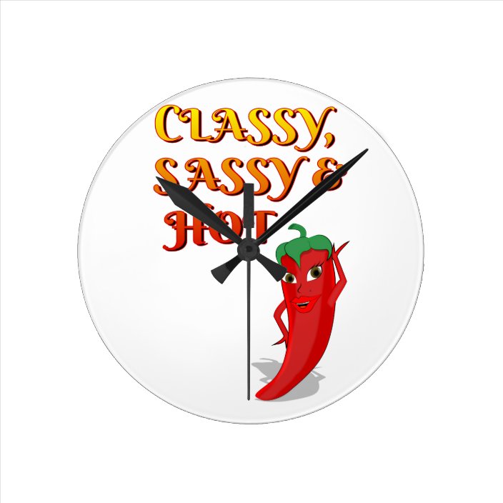 Classy Sassy And Hot Pepper Diva Round Clock | Zazzle.com