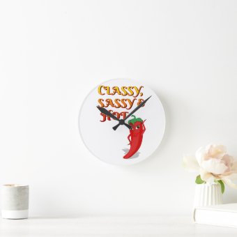 Classy Sassy And Hot Pepper Diva Round Clock | Zazzle