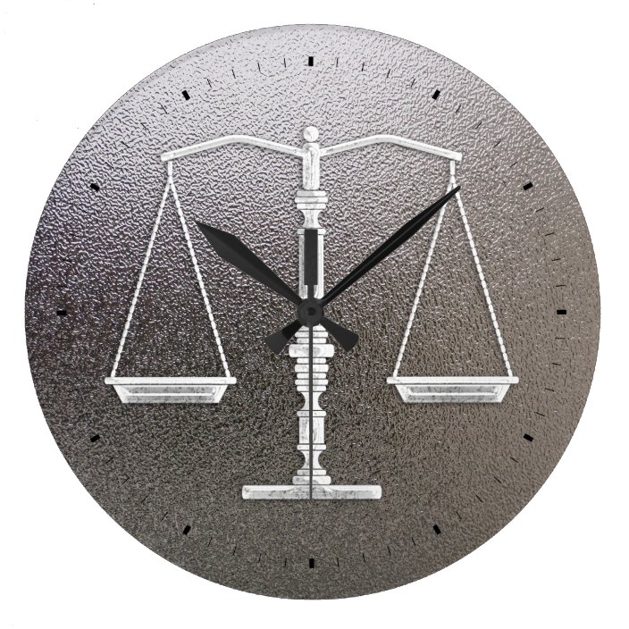 Classy Scales of Justice | Graphic Metallic Large Clock | Zazzle.com