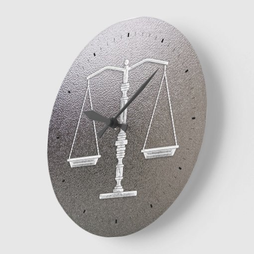 Classy Scales of Justice | Graphic Metallic Large Clock | Zazzle