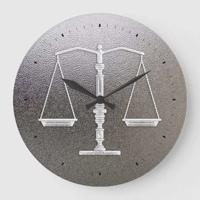 Classy Scales of Justice | Graphic Metallic Large Clock | Zazzle