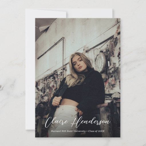 Classy Script Overlay Photo Collage Graduation Announcement | Zazzle