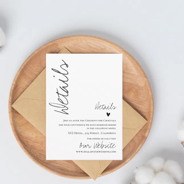 Classy Script Wedding Details Enclosure Card | Zazzle