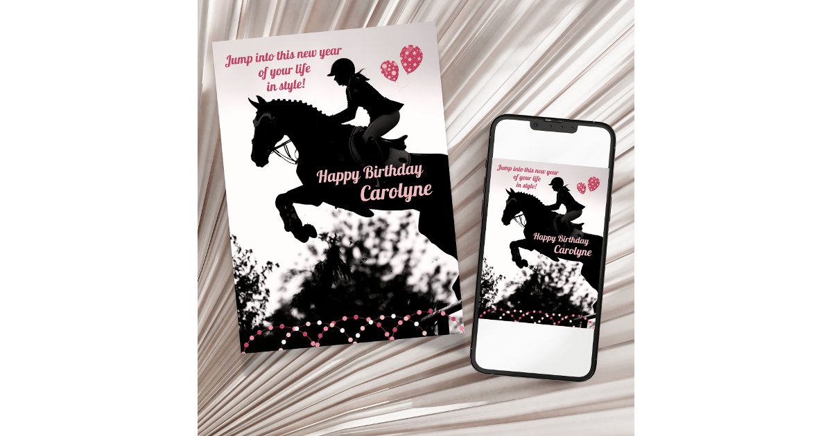 Classy Showjumping Birthday Card for Girls | Zazzle