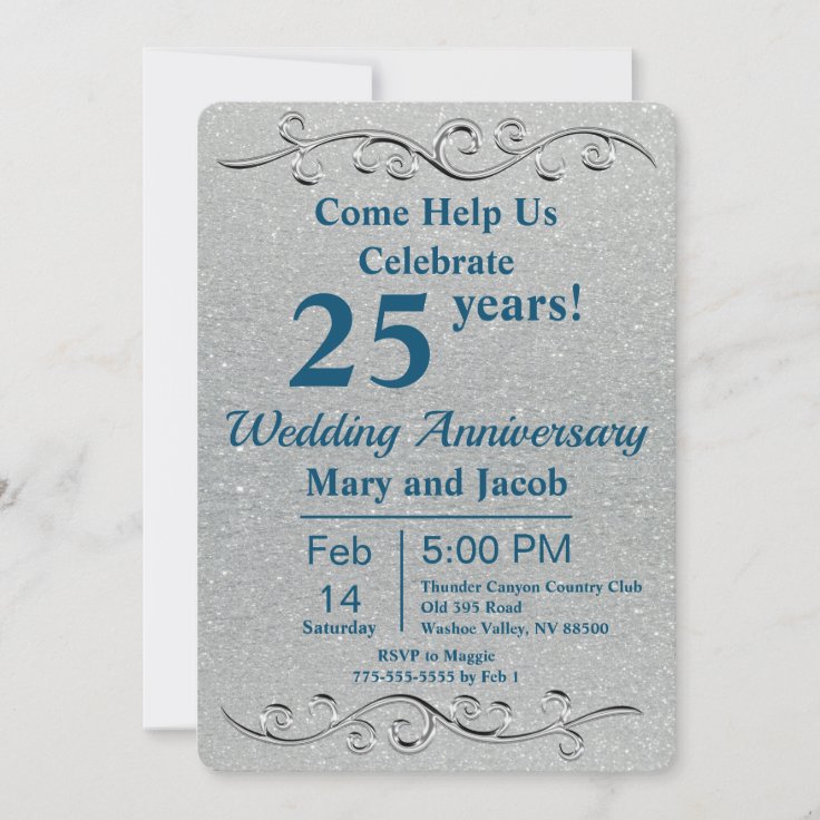 Classy Silver Anniversary Invitation | Zazzle