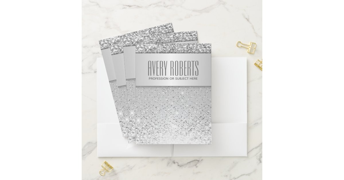 Classy Silver Metallic Elegant Pocket Folder | Zazzle