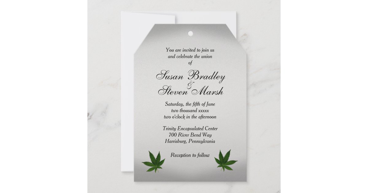 Classy Silver Weed Ticket Wedding Invitation | Zazzle