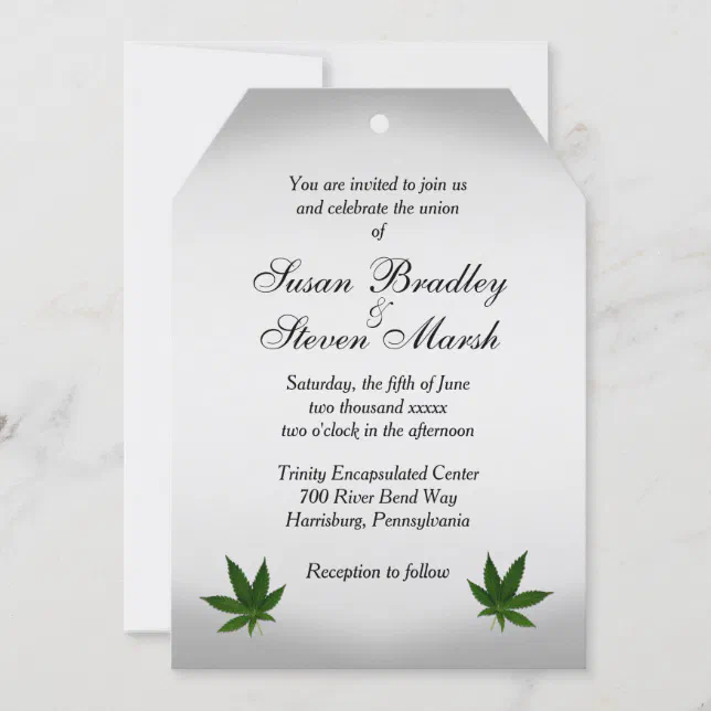 Classy Silver Weed Ticket Wedding Invitation | Zazzle