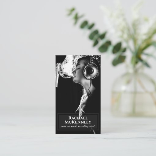 Classy Simple Voice Actor Vocalist Photo Overlay Business Card | Zazzle
