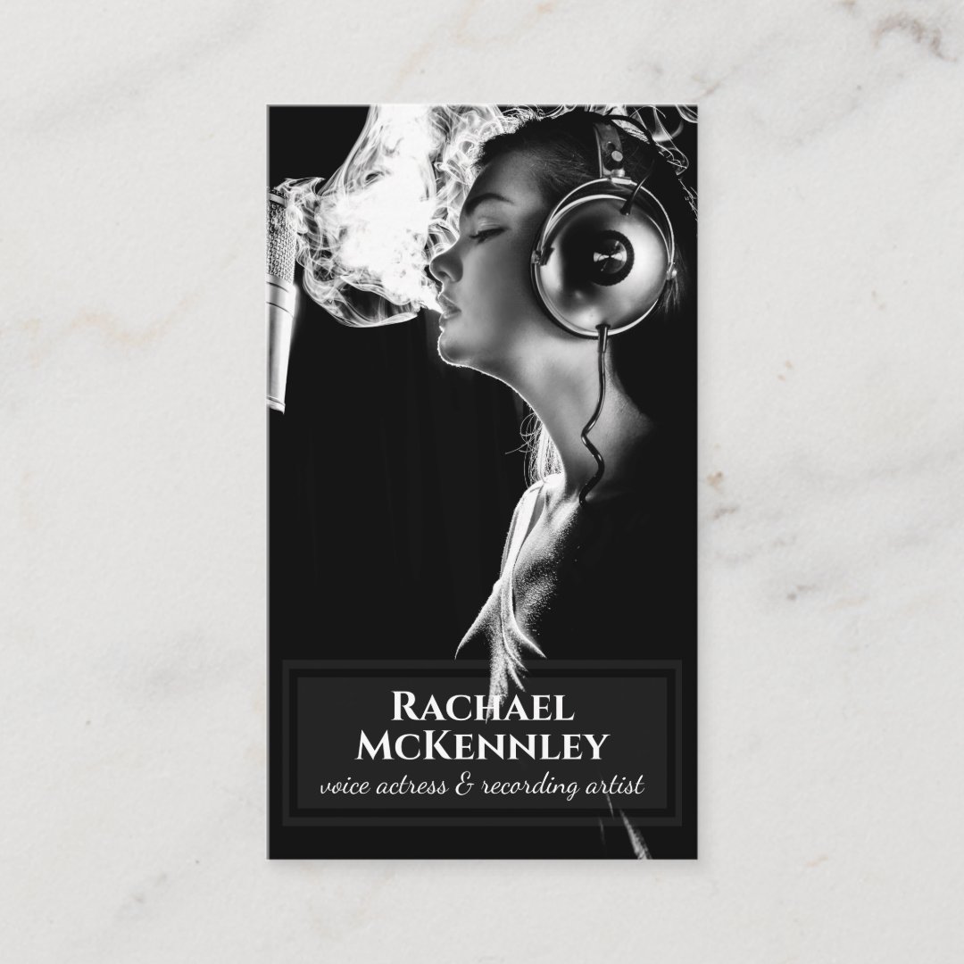 Classy Simple Voice Actor Vocalist Photo Overlay Business Card | Zazzle