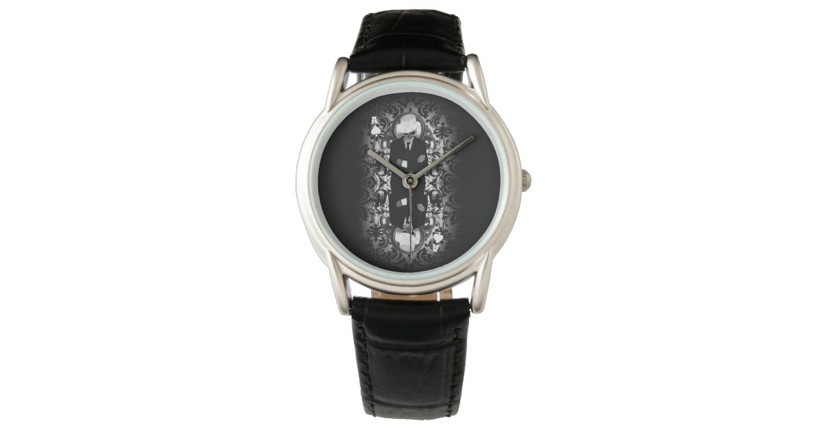 Classy skull ace of spades watch | Zazzle