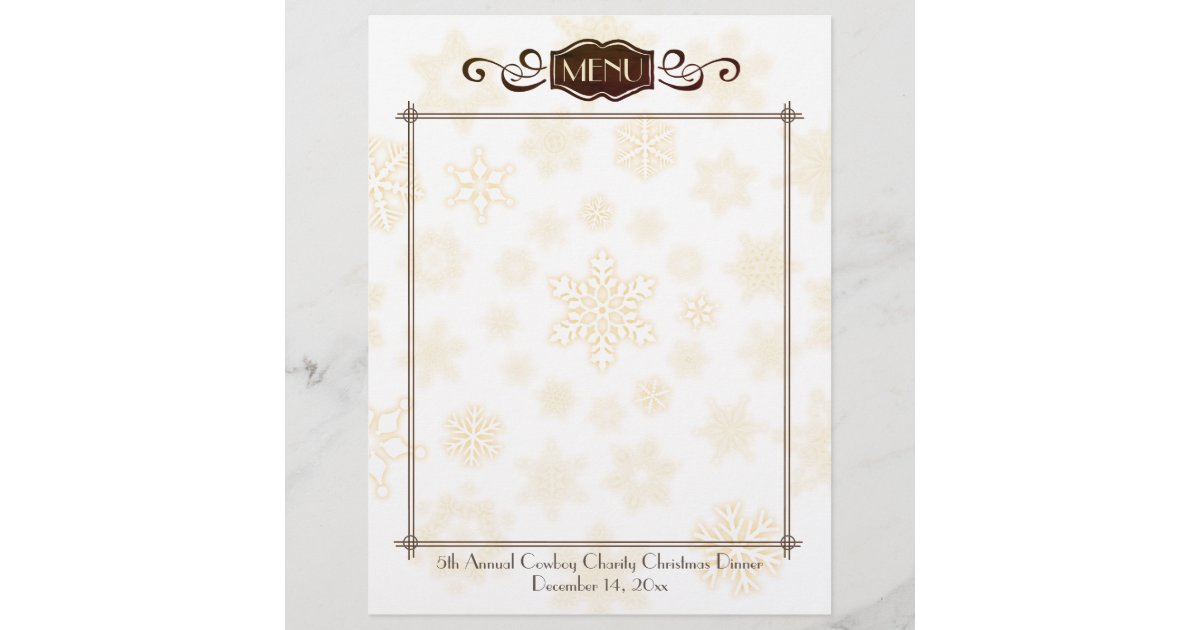 Classy snowflake Christmas holiday menu letterhead | Zazzle