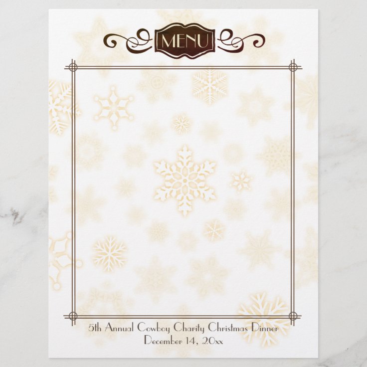 Classy snowflake Christmas holiday menu letterhead | Zazzle