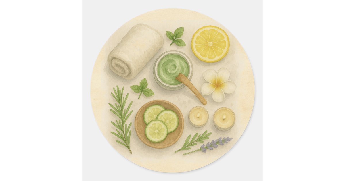 Classy Spa Pampering Beauty Day Classic Round Sticker | Zazzle