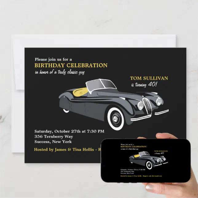 Classy Sports Car Invitation | Zazzle