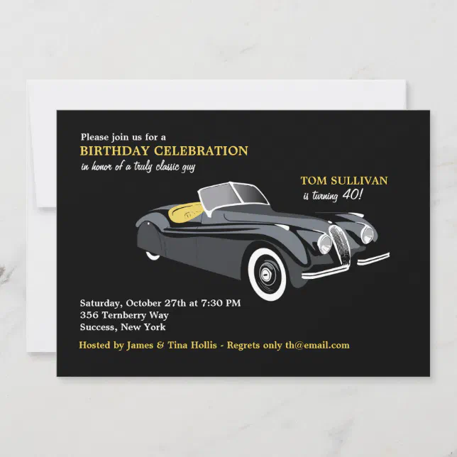 Classy Sports Car Invitation | Zazzle