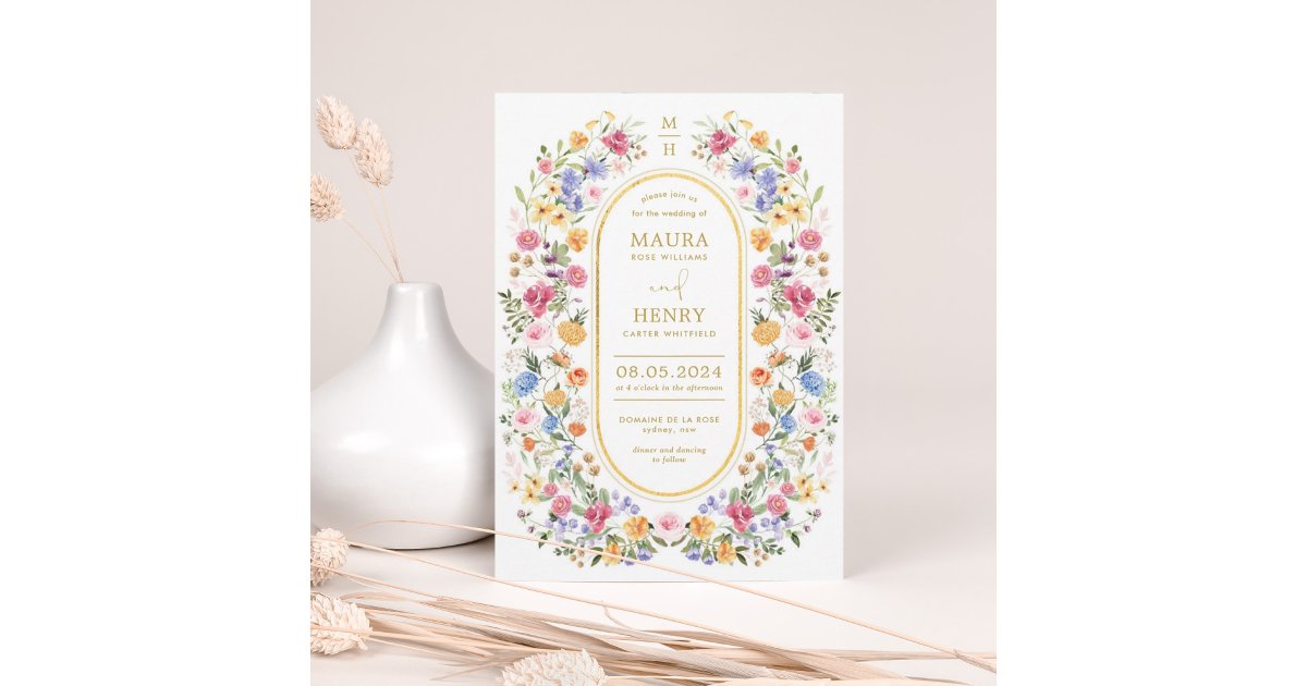 Classy Spring Wildflower Meadow Garden Wedding Invitation | Zazzle