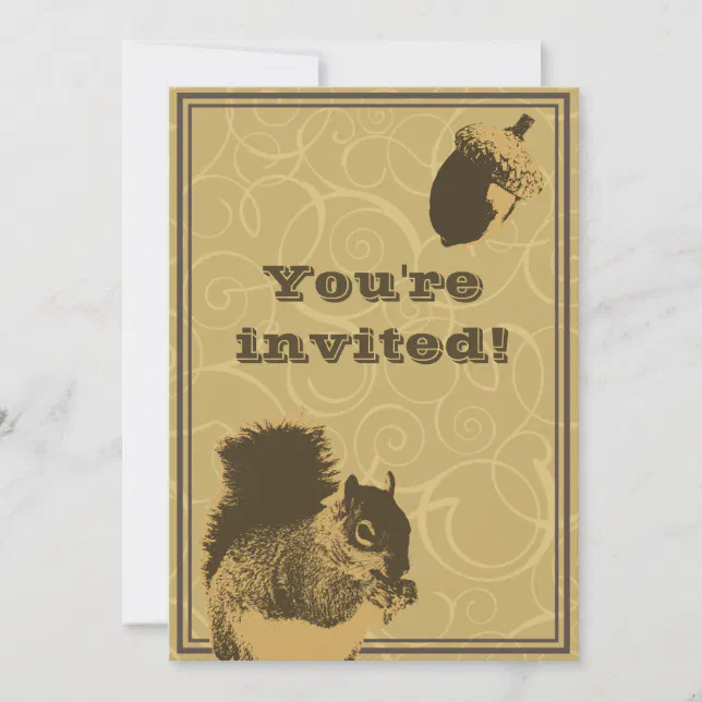 Classy Squirrel & Nut Birthday Party Invitation | Zazzle