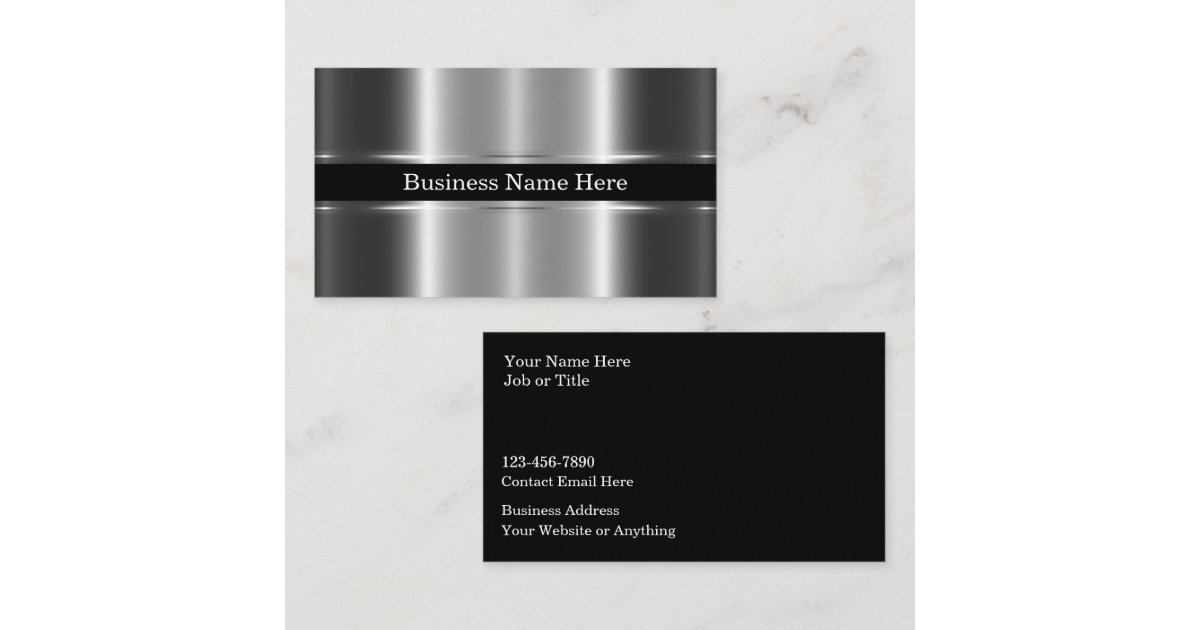 Classy Steel Metallic Style Business Cards | Zazzle
