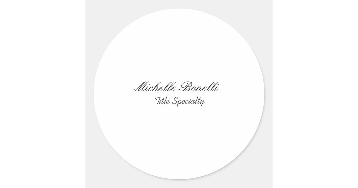 Classy Stylish Script Add Your Name Classic Round Sticker | Zazzle