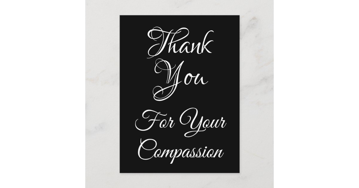 Classy "Thank You For Your Compassion" Postcard | Zazzle