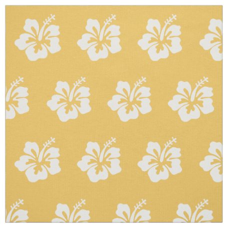 Hawaiian Yellow Hibiscus Floral Print Fabric | Zazzle