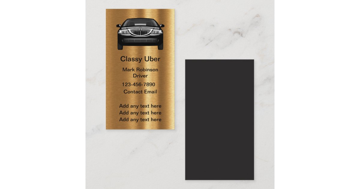 Classy Uber Driver Gold Tone Business Cards | Zazzle