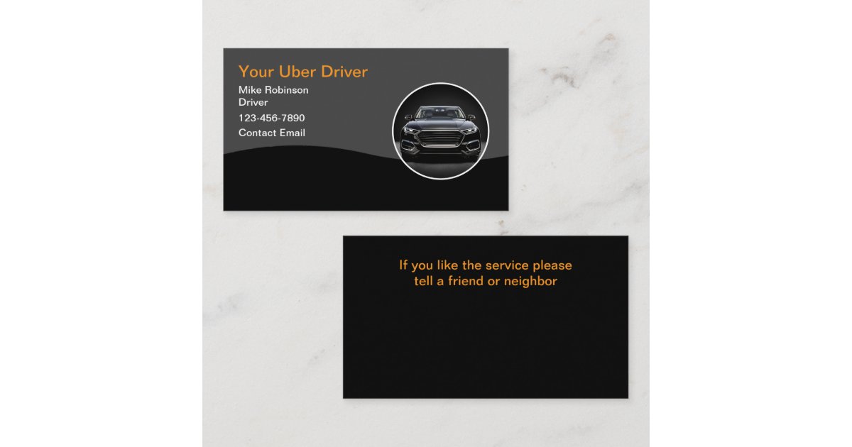 Classy Uber Taxi Ride Hailing Business Cards | Zazzle