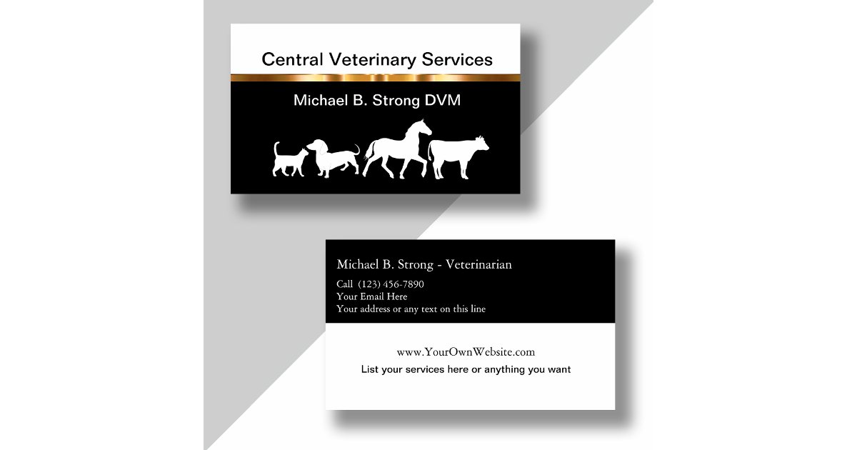 Classy Veterinarian Pet Animals Business Cards | Zazzle