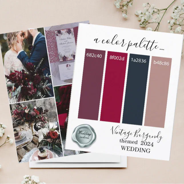 Classy Vintage Burgundy Wedding colorsPaper Sheet | Zazzle