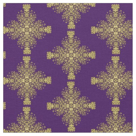 Vintage Gold Purple Damask Fabric | Zazzle