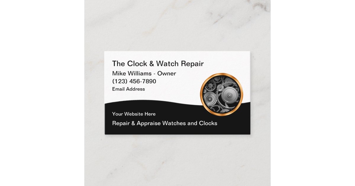 Classy Watch And Clock Repair & Appraisal Business Card | Zazzle