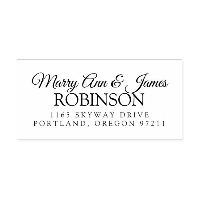 Classy Wedding Couple's Name Address Self-inking Stamp | Zazzle