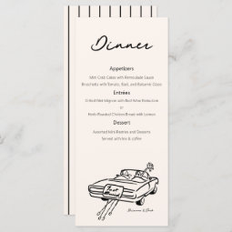 Classy Wedding menu with just married drawing | Zazzle