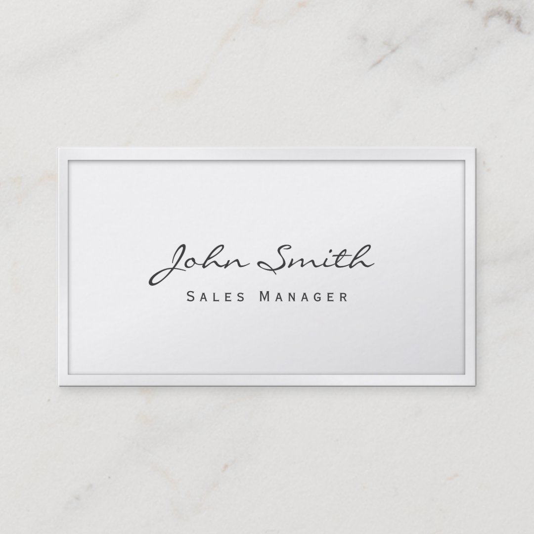 Classy White Border Sales Manager Business Card | Zazzle