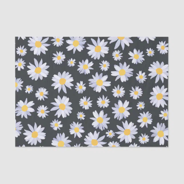 Classy White Daisy Flowers Botanical Tissue Paper | Zazzle