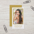Classy White Faux Gold Headshot Photo Business Card | Zazzle