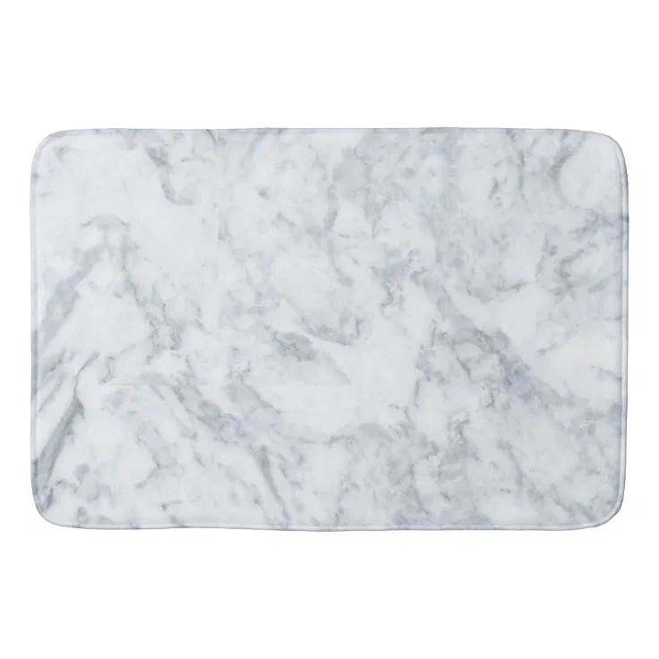 Classy White Marble Look Bath Mat | Zazzle
