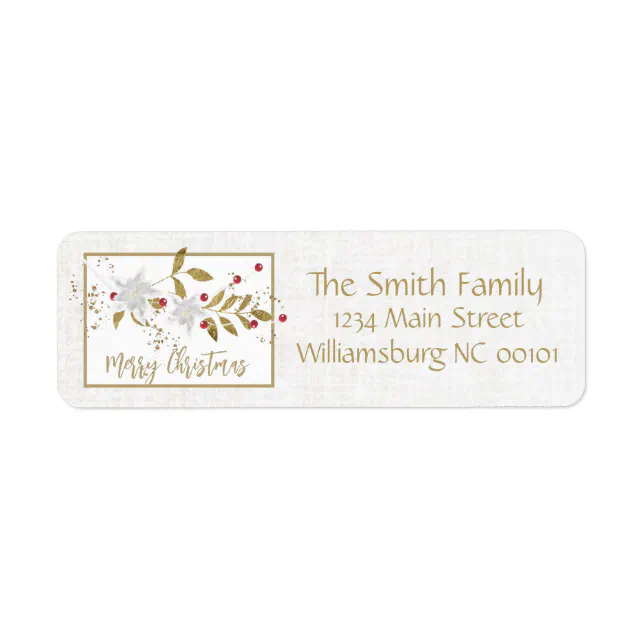 Classy White Merry Christmas Return Address Label | Zazzle
