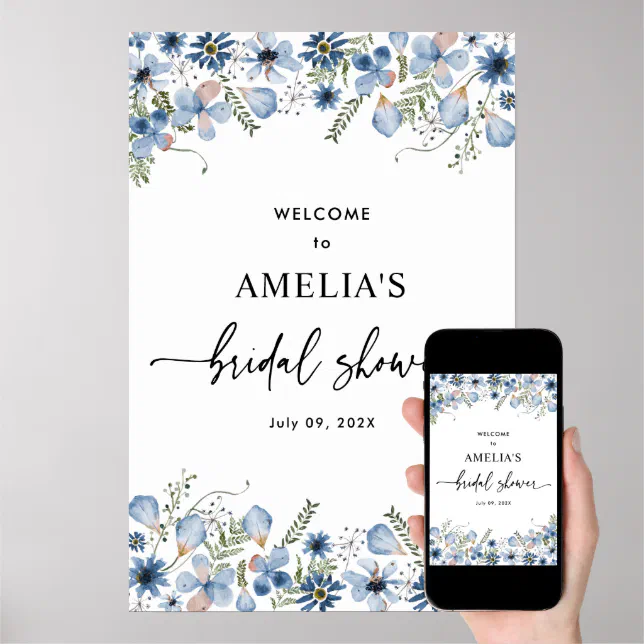 Classy Wildflowers Bridal Shower Welcome Posters | Zazzle