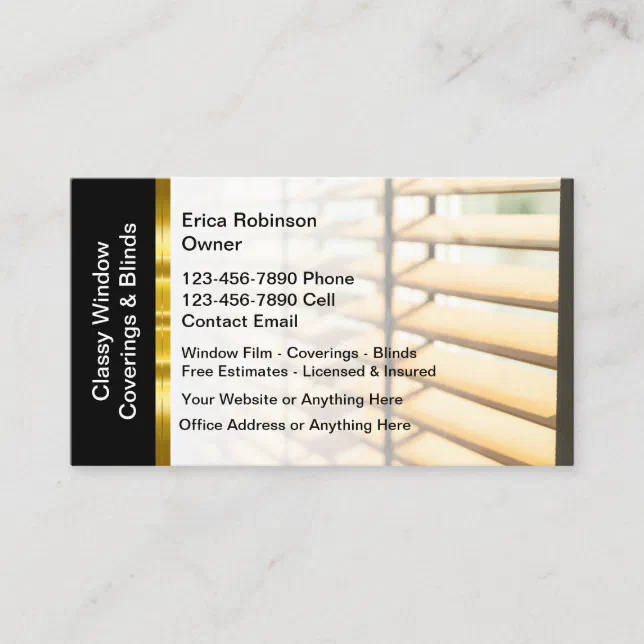 Classy Window Coverings And Blinds Business Card | Zazzle