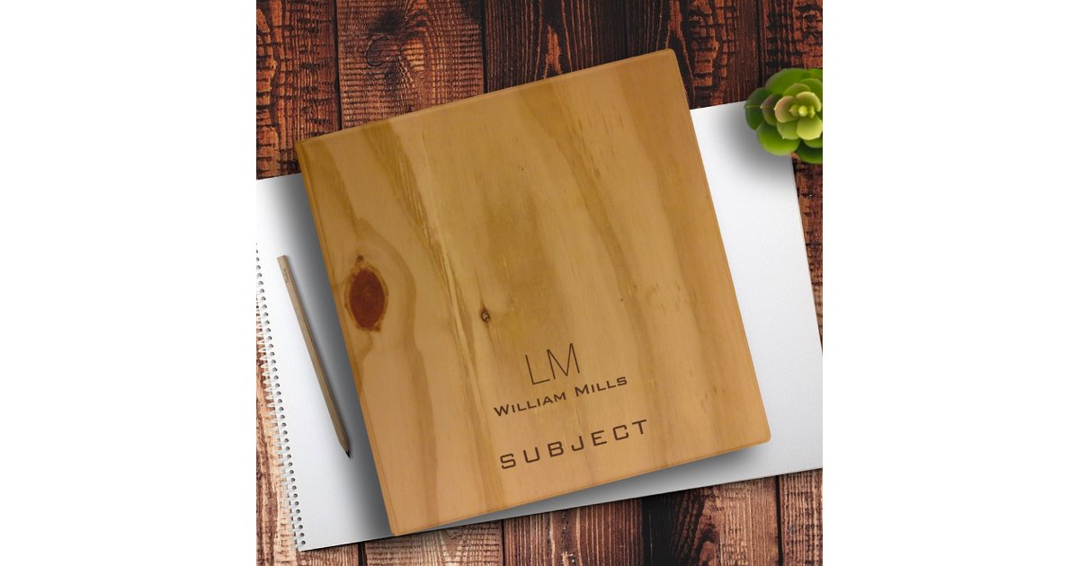 Classy wood texture, rustic & personalized binder | Zazzle