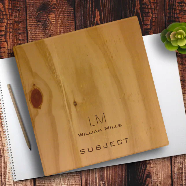 Classy wood texture, rustic & personalized binder | Zazzle