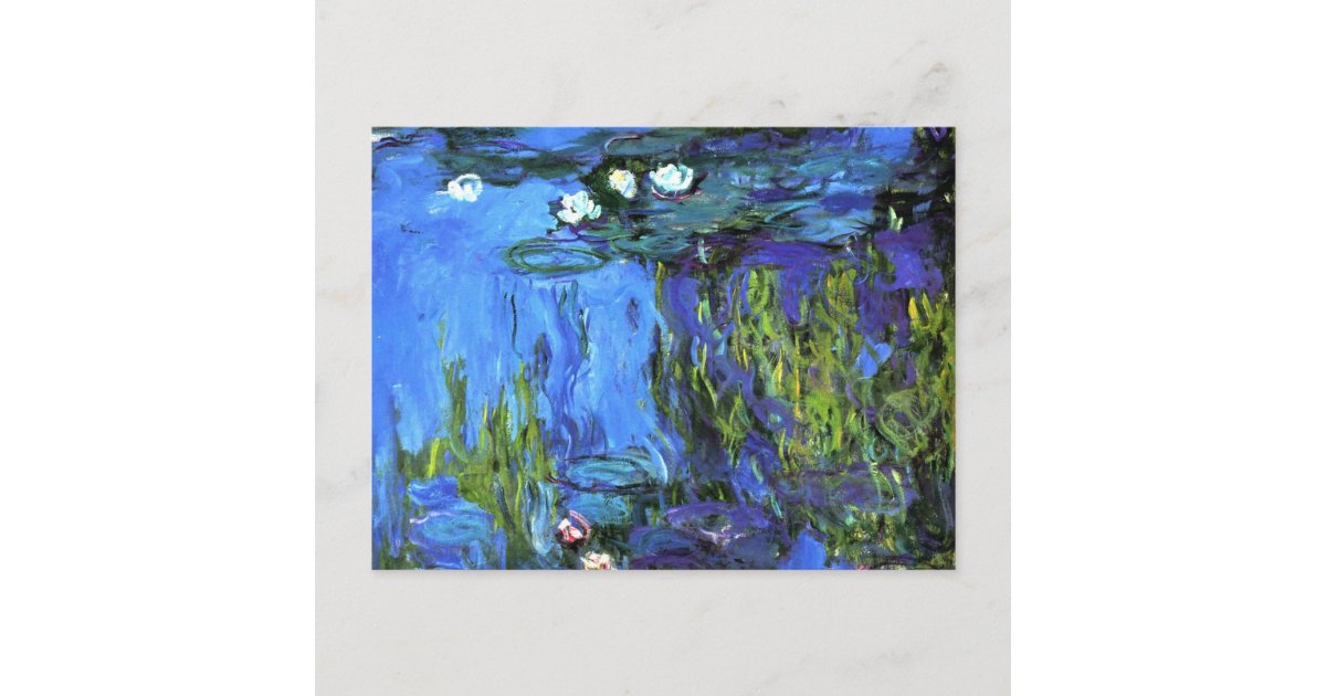 Claude Monet art: Water-Lilies, blue indigo Postcard | Zazzle