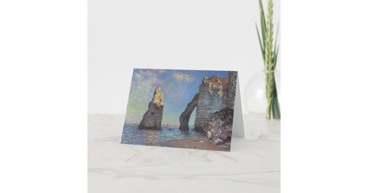 Claude Monet Cliffs at Etretat Impressionist Paint Card | Zazzle